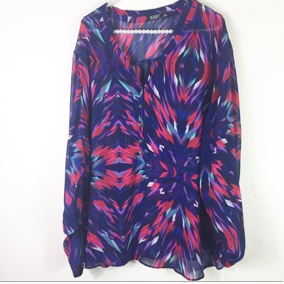 a.n.a | Tops | Ana Plus Size Sheer Unlined Flowy Button Up | Poshmark